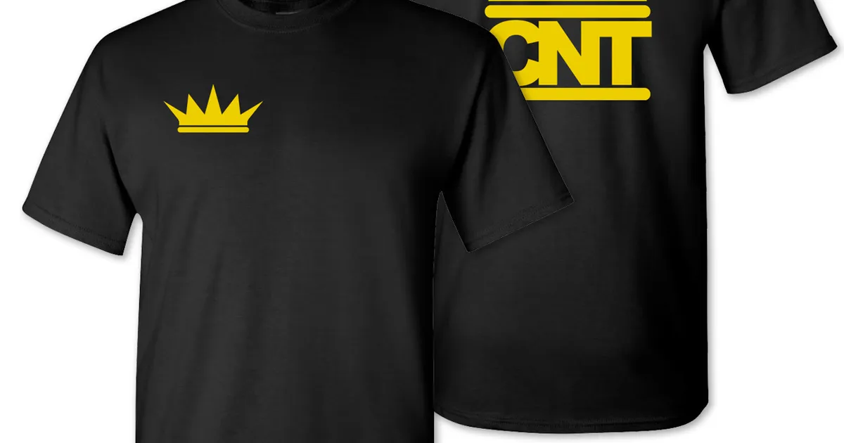 Rittz Black T-shirt with Gold Crown Pocket Print