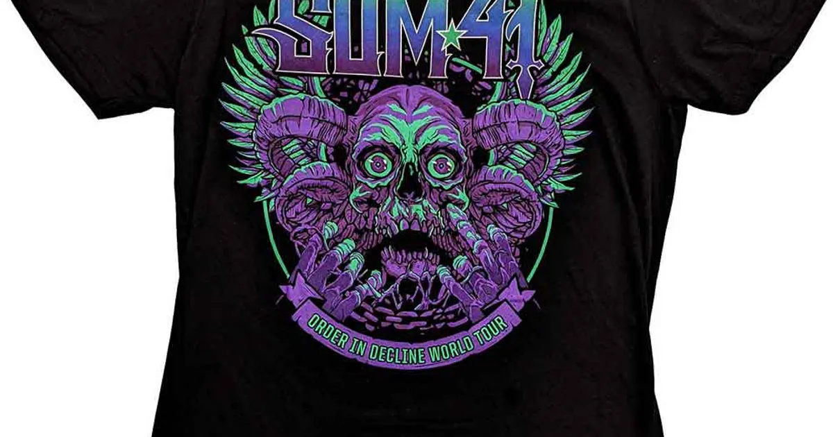 Sum 41 T Shirt - Order In Decline Tour 2020 Purple Skull