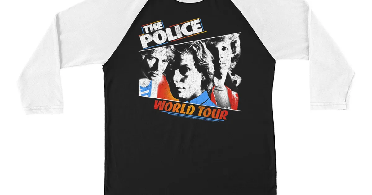 The Police 3/4 Sleeve Baseball Tee | Live In Concert World Tour ...