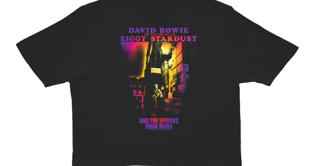 David Bowie Ladies' Crop Tee | Rainbow Ombre The Rise And Fall Of Ziggy Stardust David Bowie ...