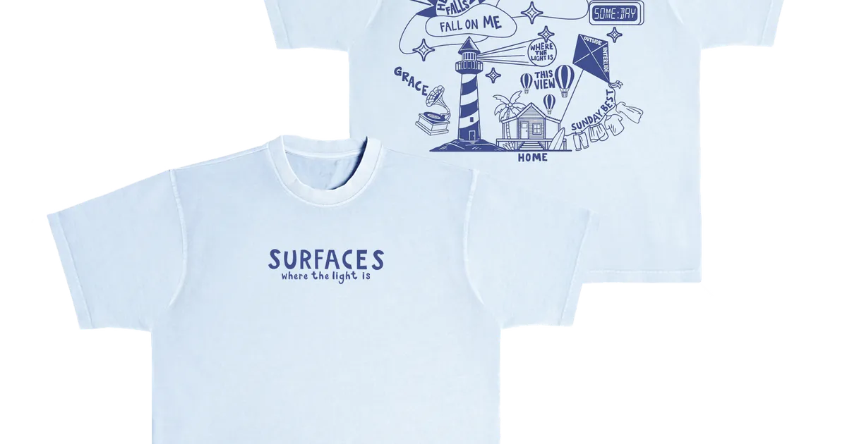 Surfaces Where The Light Is Heavyweight Light Blue T-Shirt