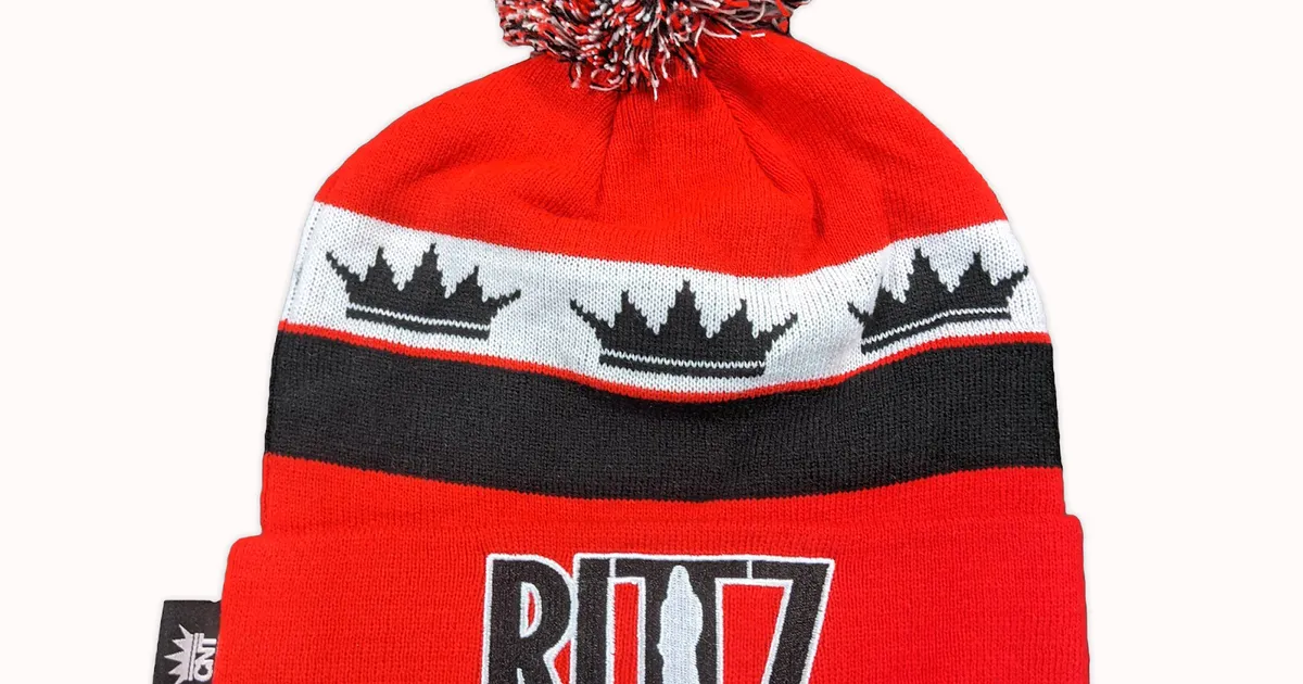 Rittz Red and Black Pom Knit Hat