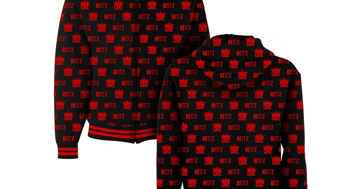 Rittz CNT Black and Red Pattern Sublimated Zip Up Hoodie