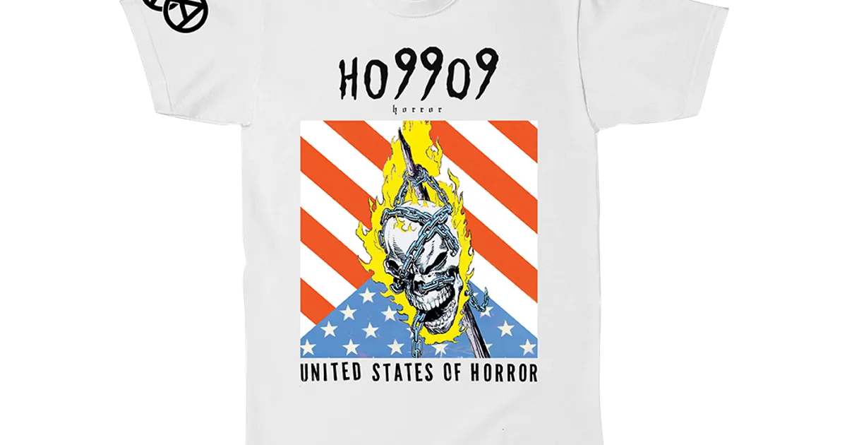 Ho99o9 AMERICAN SKULL WHITE T-SHIRT