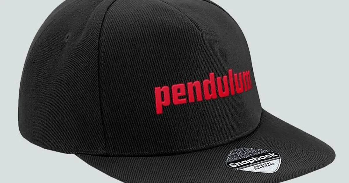 Pendulum EMBROIDERED RED TEXT LOGO BLACK CAP